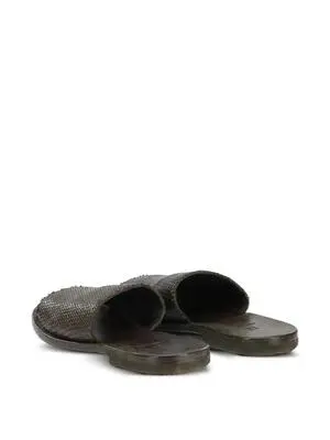 Moma Woven Leather Flat Sandals - Brown