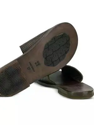 Moma Woven Leather Flat Sandals - Brown