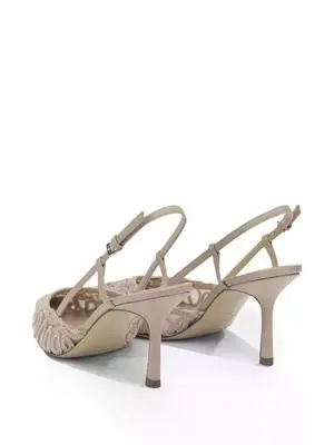 NINALILOU Crochet-knit Slingback Pumps - Neutrals