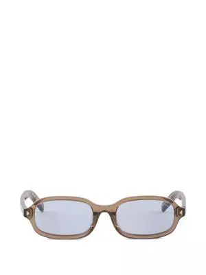 Prada Oval Sunglasses With Metal Plaque - Brown