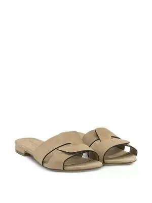 SERGIO LEVANTESI Aria Crossover-strap Suede Slides - Neutrals