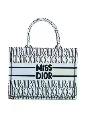 Dior Miss Book Embroidered Canvas Medium Tote Bag - Blue