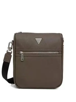 Guess Logo-plaque Zip Messenger Bag - Brown