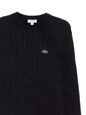 Lacoste Cable-knit Logo-patch Sweater - Blue