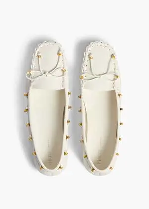 Khaite Milly Flat In Leather - Chalk