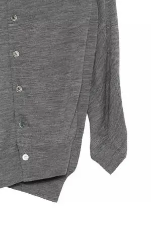 Junya Watanabe Crew-neck Asymmetric Cardigan - Grey