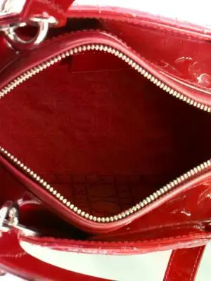 Dior Lady Cannage Quilt Patent Medium Satchel