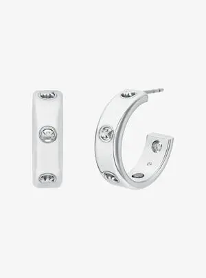 Michael Kors Logo Huggie Earrings - Silver