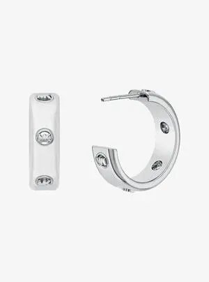 Michael Kors Logo Huggie Earrings - Silver