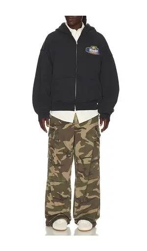 Rhude Racing Crest Zip Up Hoodie - Black