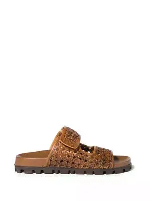 Miu Miu Woven Leather Lug Sole Sandals - Brown