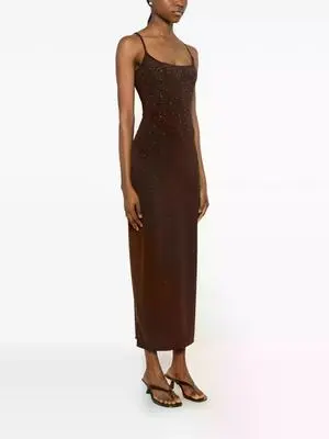 MC2 SAINT BARTH Rhinestone-embellished Maxi Dress - Brown