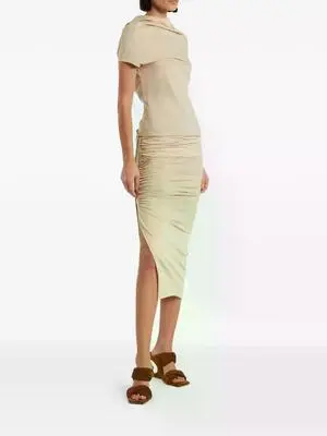 Rick Owens Edfu Ruched Side-slit Midi Skirt - Neutrals