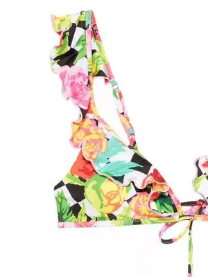 Moschino Printed Lycra Triangle Bikini Top With Ruffles