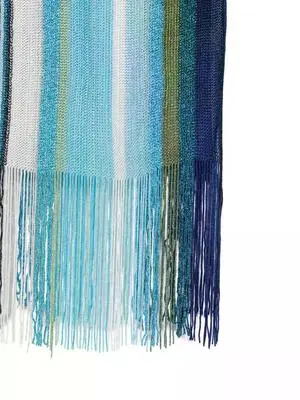 Missoni Striped Fringed Scarf - Blue