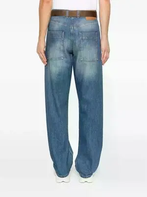 Plan C Belted Faded Jeans