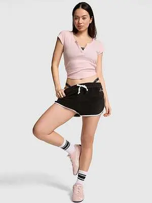 Pink Raw Edge Hem Shorts For Women