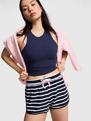 Pink Terry Cover-up Shorts - Print