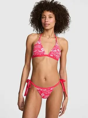 Pink Push-up Triangle Bikini Top - Print