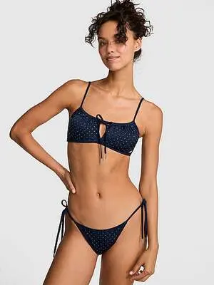 Pink Keyhole Bikini Top - Blue