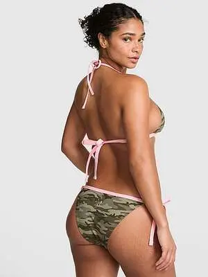 Pink Low-rise Side-tie Cheeky Bikini Bottom - Print