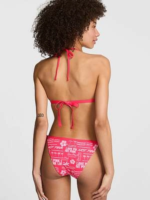 Pink Low-rise Side-tie Cheeky Bikini Bottom - Print