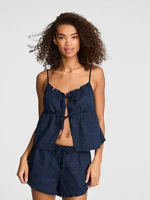 Pink Coastal Cutie Fly-away Cami And Shorts Pajama Set - Blue