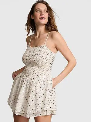 Pink Flirty Fit Smocked Mini Dress - Print