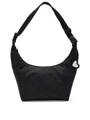 Pink Satin Nylon Hobo Bag - Black
