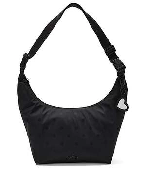 Pink Satin Nylon Hobo Bag - Black