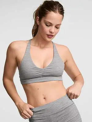 Pink Relay™ Ruched Plunge Sports Bra - Grey