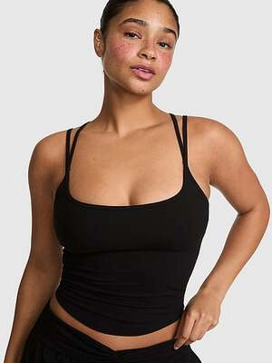 Pink Curved Hem Camis Tanks For Women