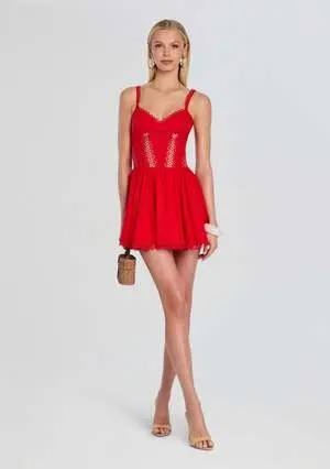 Charo Ruiz Ibiza Gardenia Short Dress - Red Ruby