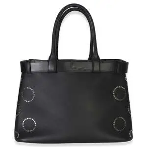 Prada Studded Buckle Leather Tote - Black