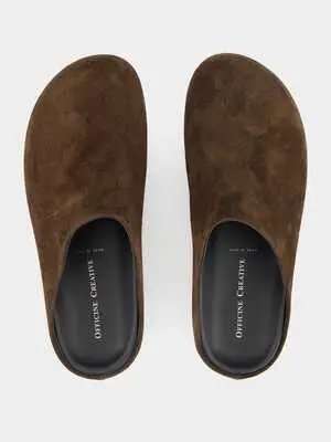 Officine Creative Babouche 001 Suede Mule Sandals - Brown