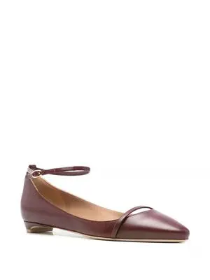 MALONE SOULIERS Mary Ankle-strap Ballet Flats - Red