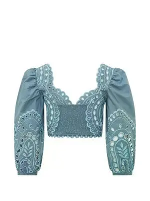 Charo Ruiz Ibiza Luna Broderie-anglaise Top - Blue