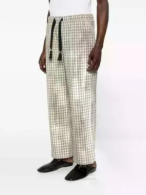 Nanushka Check-pattern Trousers With Tassel Detail - Neutrals