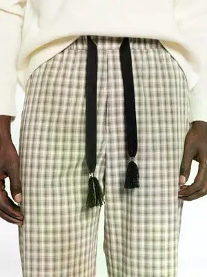 Nanushka Check-pattern Trousers With Tassel Detail - Neutrals