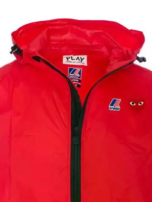 Play Comme Des Garcon X K-way Heart-logo Hooded Jacket - Red