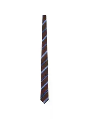 FERRAGAMO Striped Silk-wool Tie - Brown