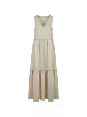 Peserico Tiered Frayed-edge Maxi Dress - Neutrals
