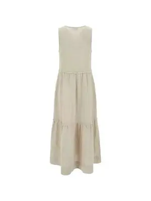 Peserico Tiered Frayed-edge Maxi Dress - Neutrals