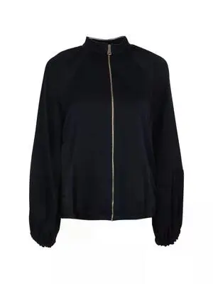 Navy Blue Balloon Sleeve Jackets