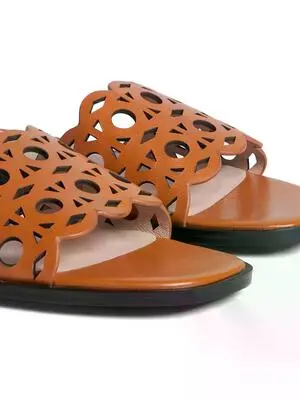 COCCINELLE Essential Cut-out Scalloped-edge Sandals - Brown