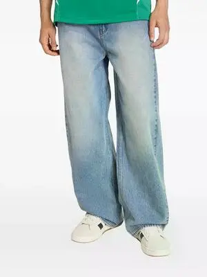 Adidas Trefoil-embroidered 3-stripes Wide Leg Jeans