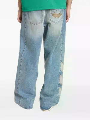 Adidas Trefoil-embroidered 3-stripes Wide Leg Jeans