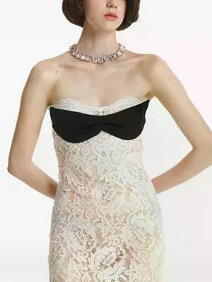 2310 STUDIO Bow-detail Lace Strapless Gown
