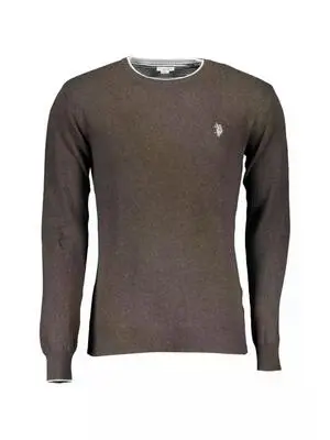 U.s. Polo Assn. Embroidered-logo Crew-neck Sweater - Brown