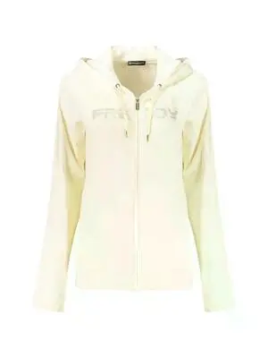 FREDDY Rhinestone Logo Zip-up Hoodie - Neutrals